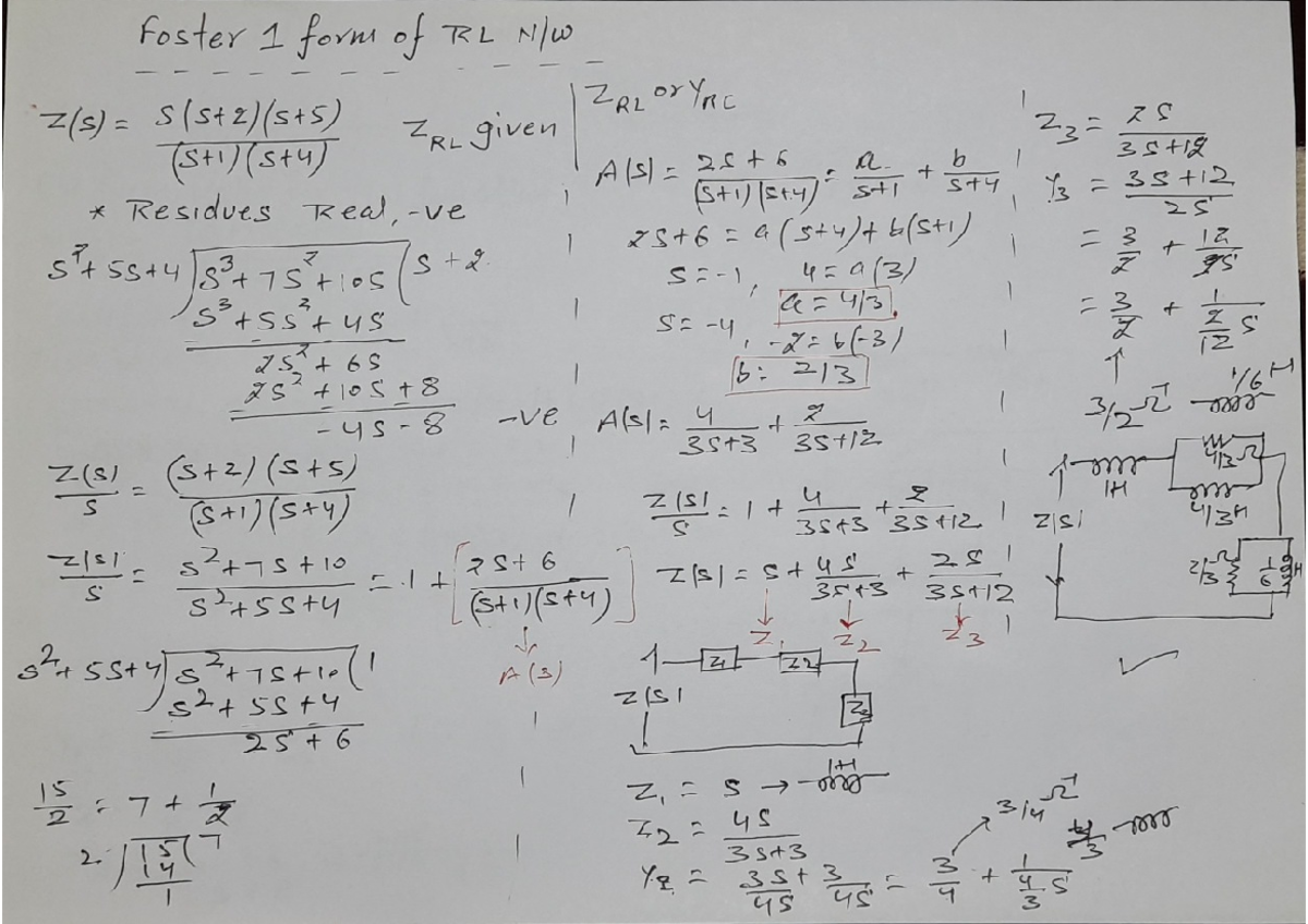 Lec- 121 to 124 RL Network Synthesis Complete. NAS - Foster 1 form of ...