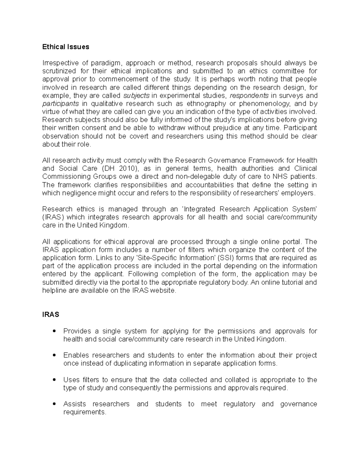 Ethical Issues - Ethical Issues Irrespective of paradigm, approach or ...