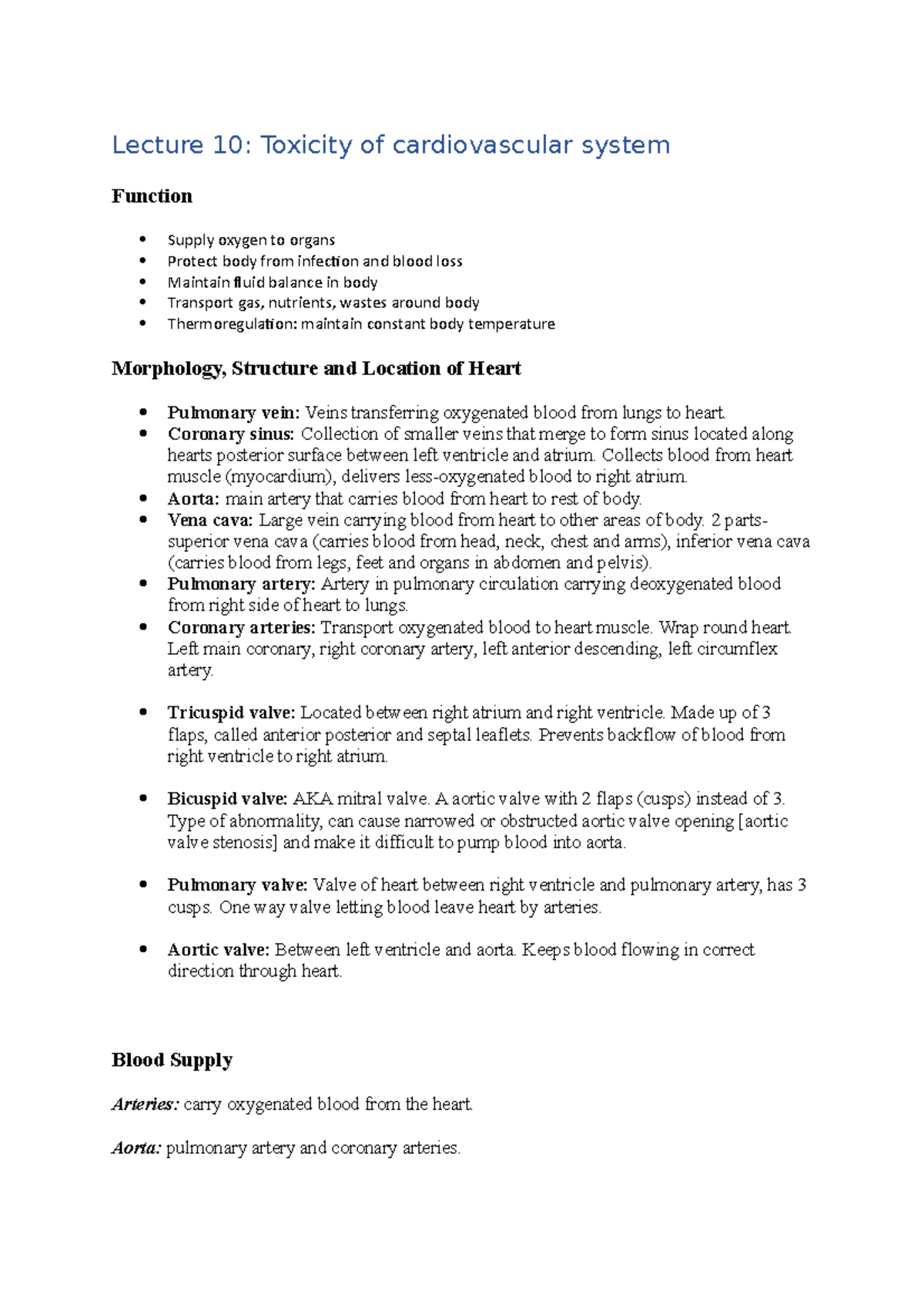 Lecture 10- toxicity of cardiovascular system - Lecture 10: Toxicity of ...