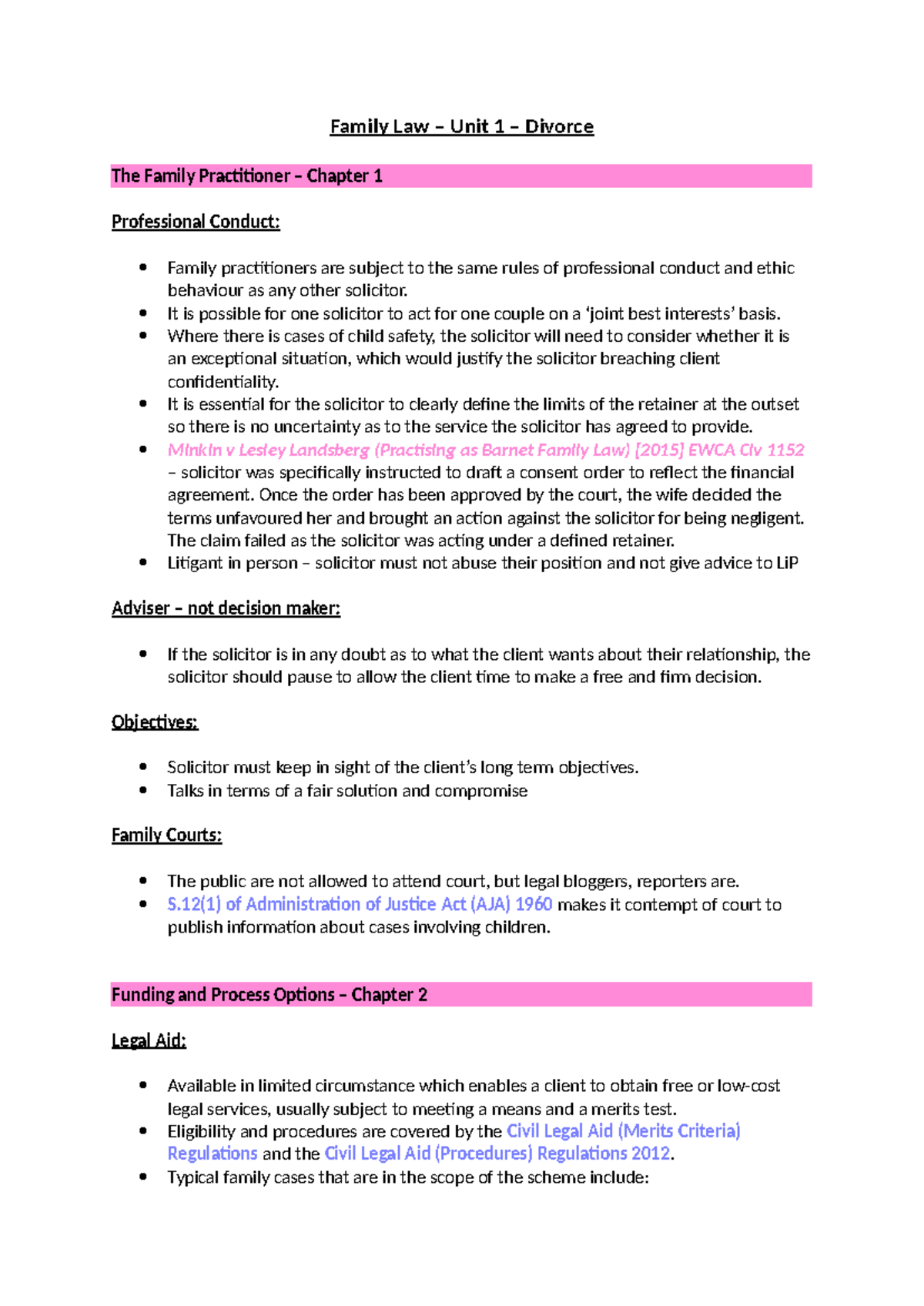 Divorce - reading notes - Family Law – Unit 1 – Divorce The Family ...