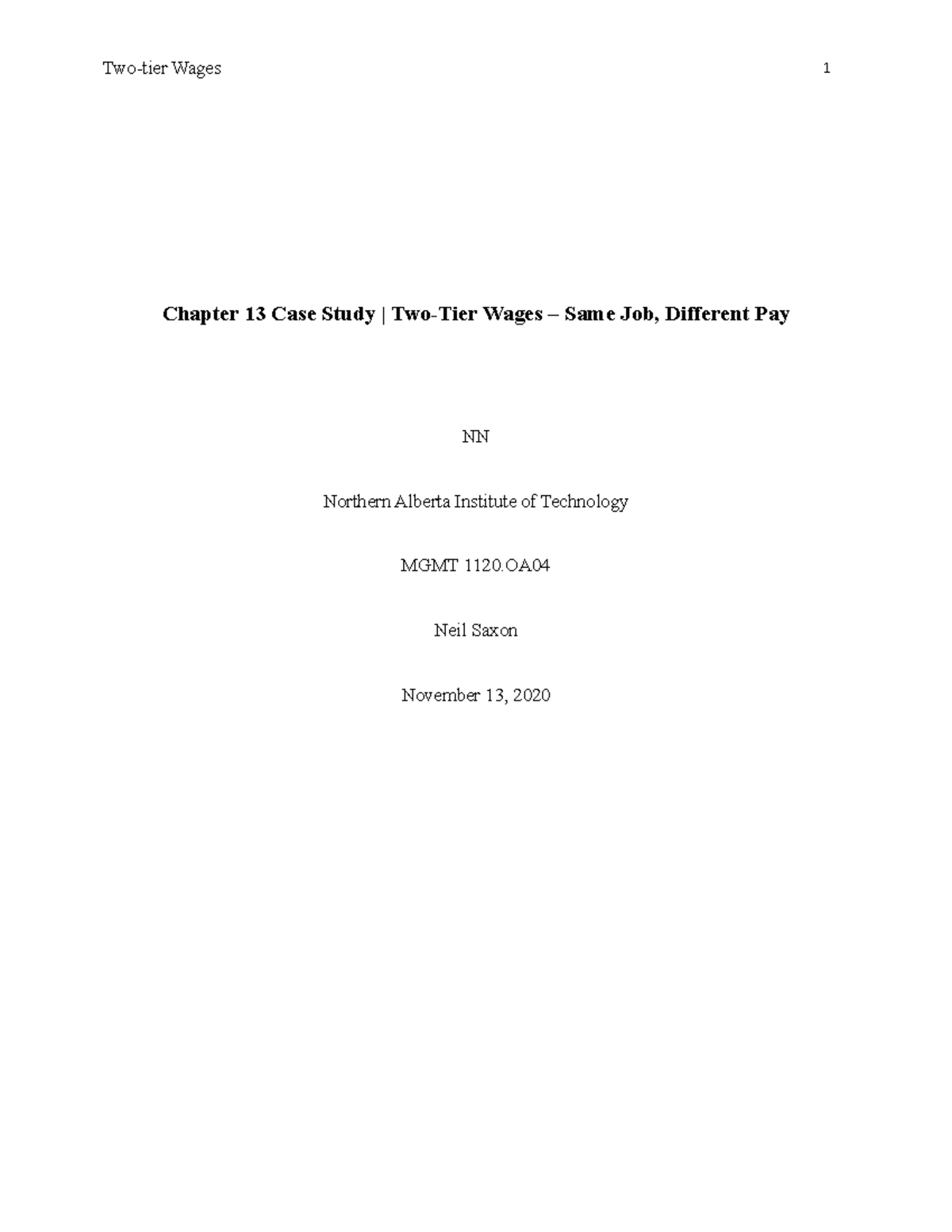 Two-tier Wages Case Study - Chapter 13 Case Study | Two-Tier Wages ...