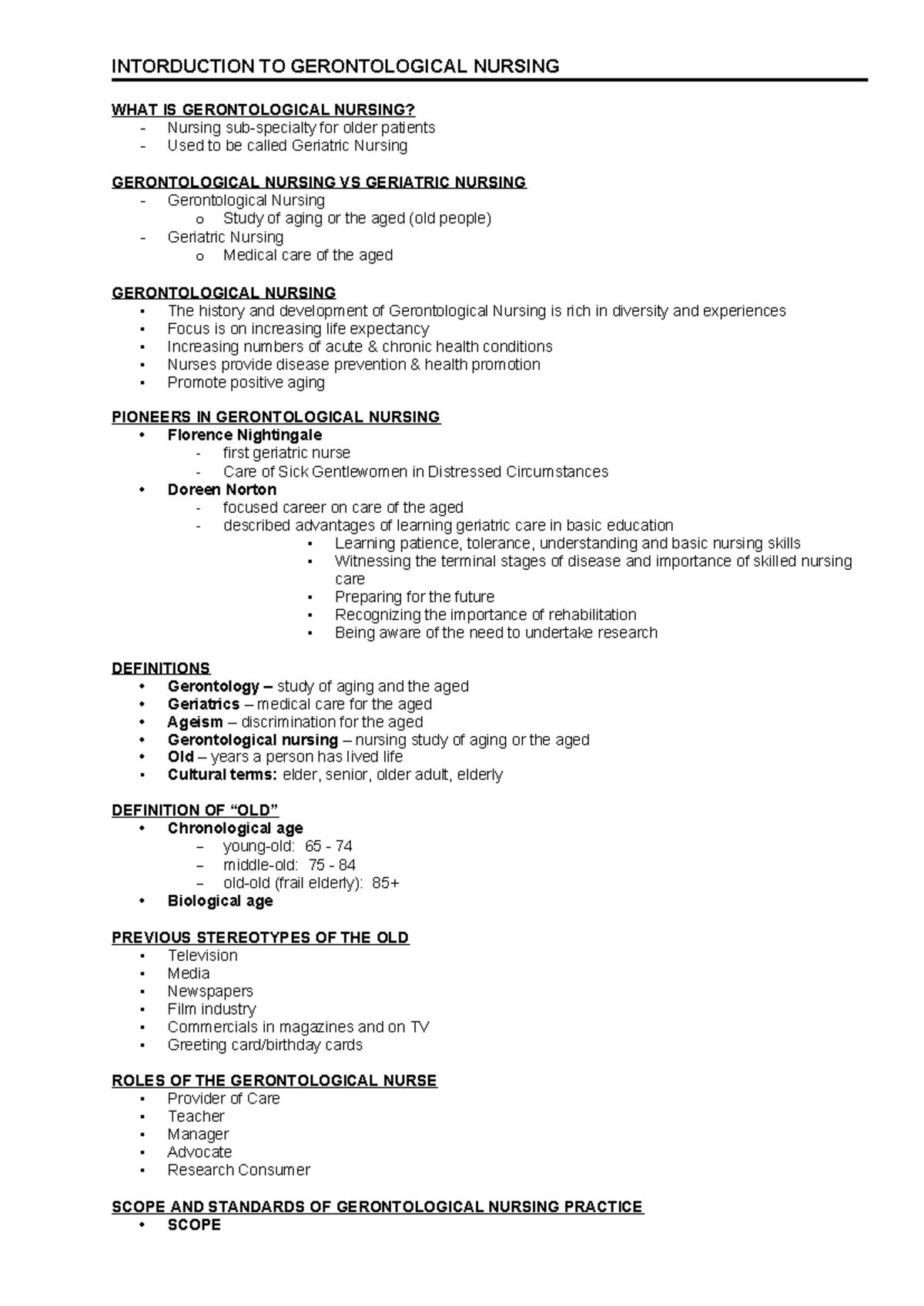 Introduction to Gerontological Nursing and Assessment of Older Adult ...