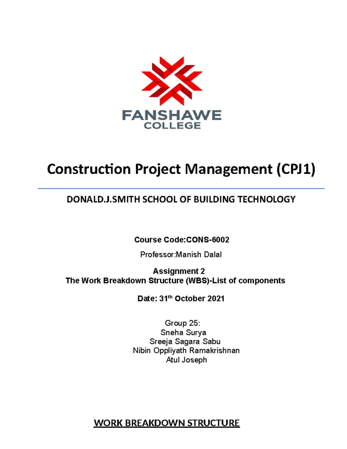 Assignment 2 Estimation - Construction Project Management (CPJ1) DONALD ...
