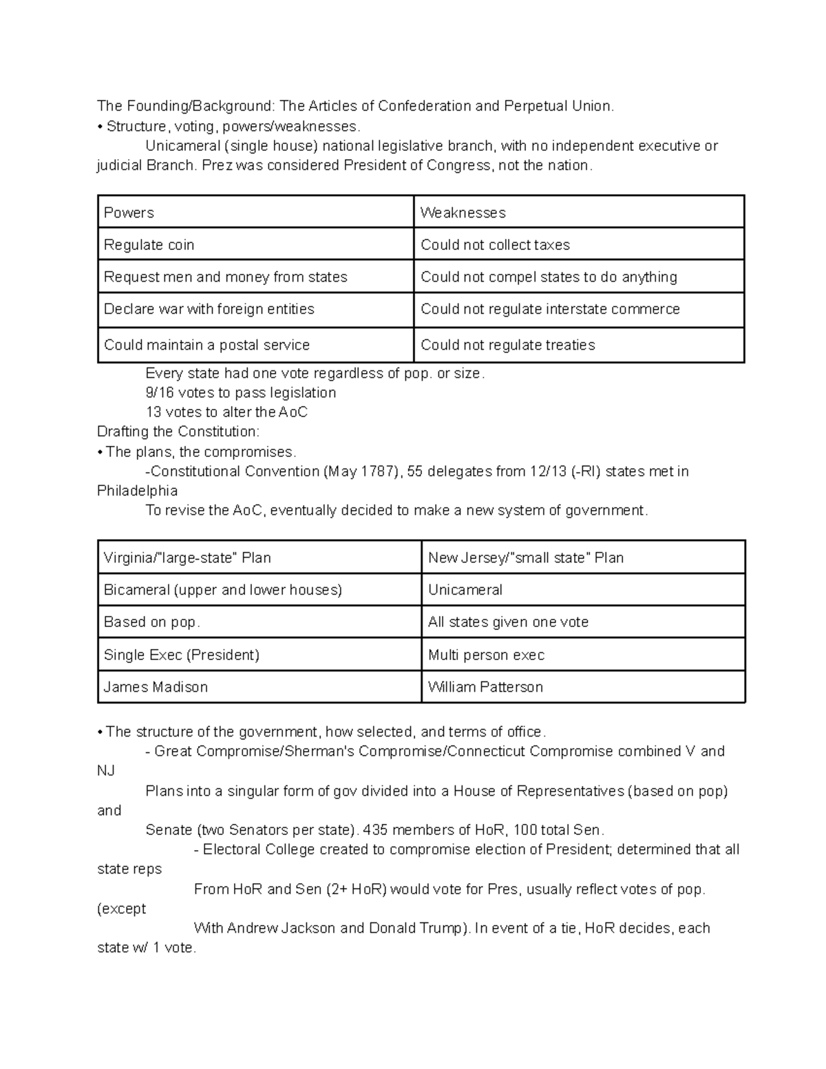 POSC 101 Midterm Review - The Founding/Background: The Articles of ...