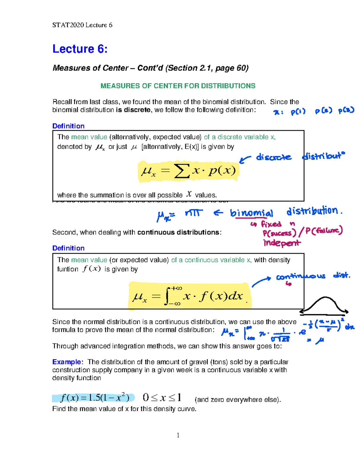 Lec6 (online) - Lecture 6: Measures of Center – Cont’d (Section 2, page ...
