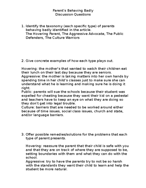 Parents Behaving Badly Guide - Required Reading Table Name: Alexus ...