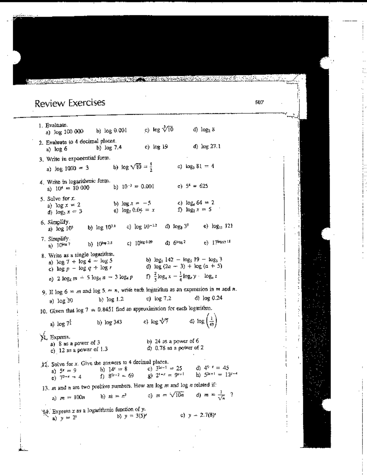 Logarithm Extra Practice - PROF 411 - Studocu
