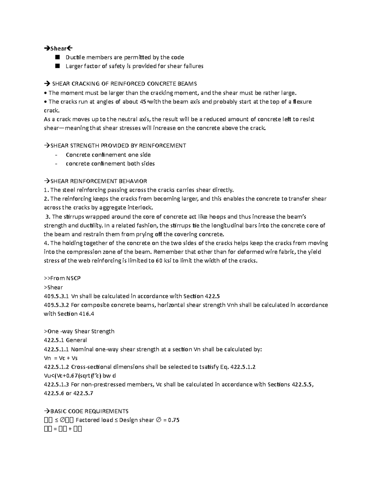 Shear Reviewer - Shear Ductile members are permitted by the code Larger ...