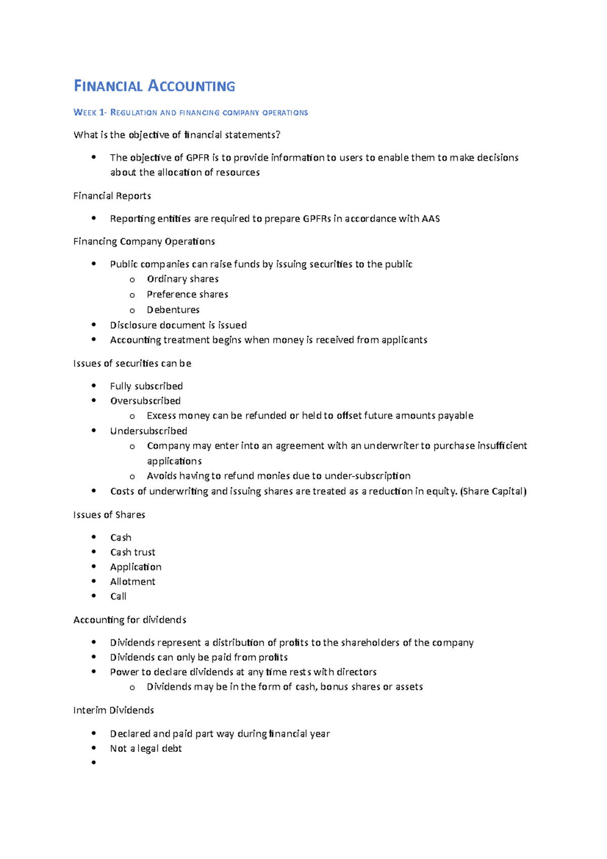 Financial Accounting Lecture Notes - FINANCIAL ACCOUNTING WEEK 1 ...