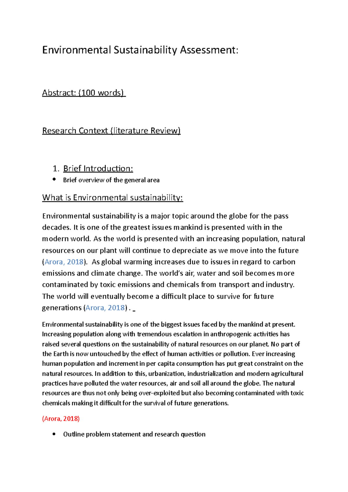 Environmental Sustainability Assessment - Environmental Sustainability ...