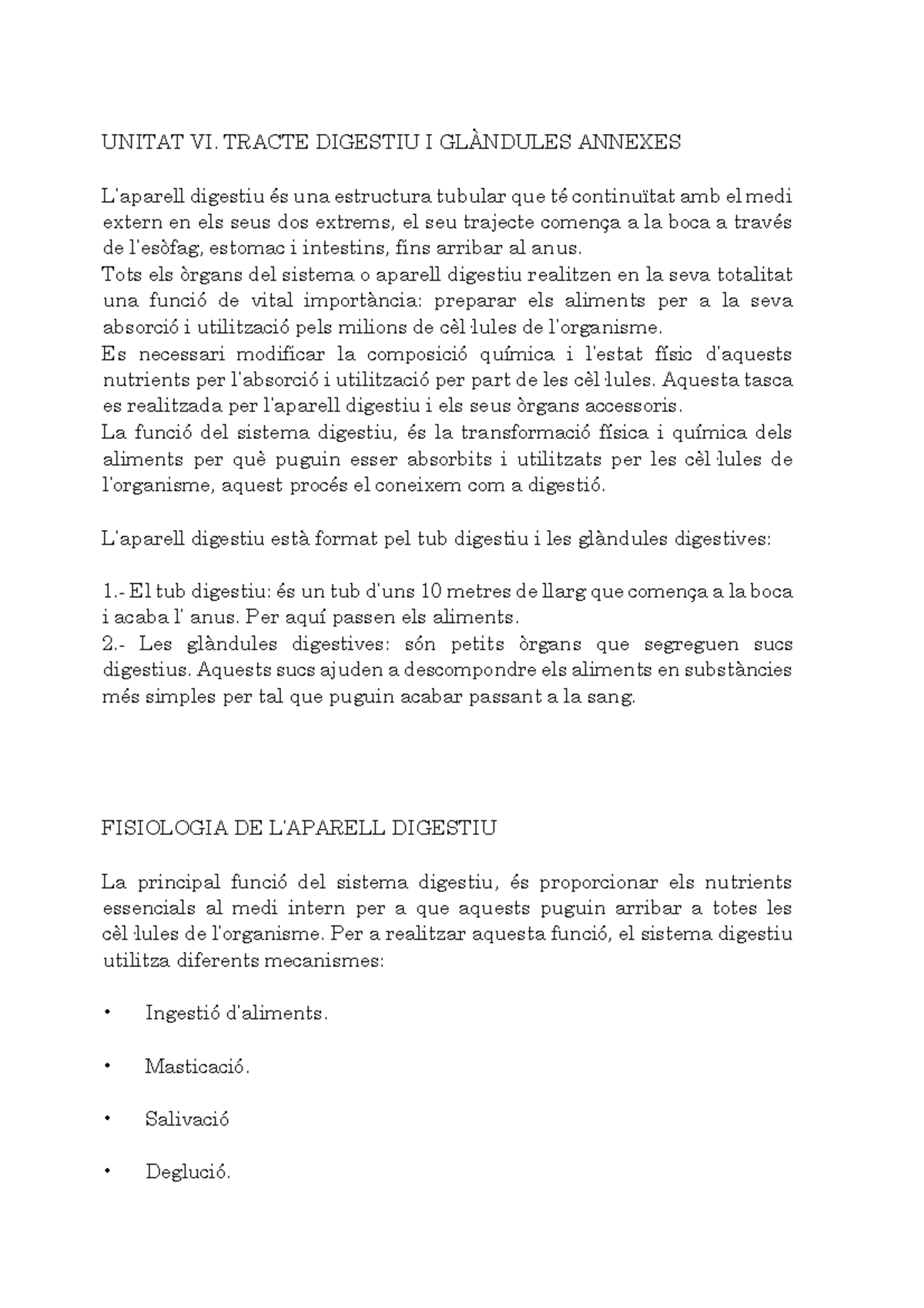 Fisiologia DE L’ Aparell Digestiu - UNITAT VI. TRACTE DIGESTIU I ...