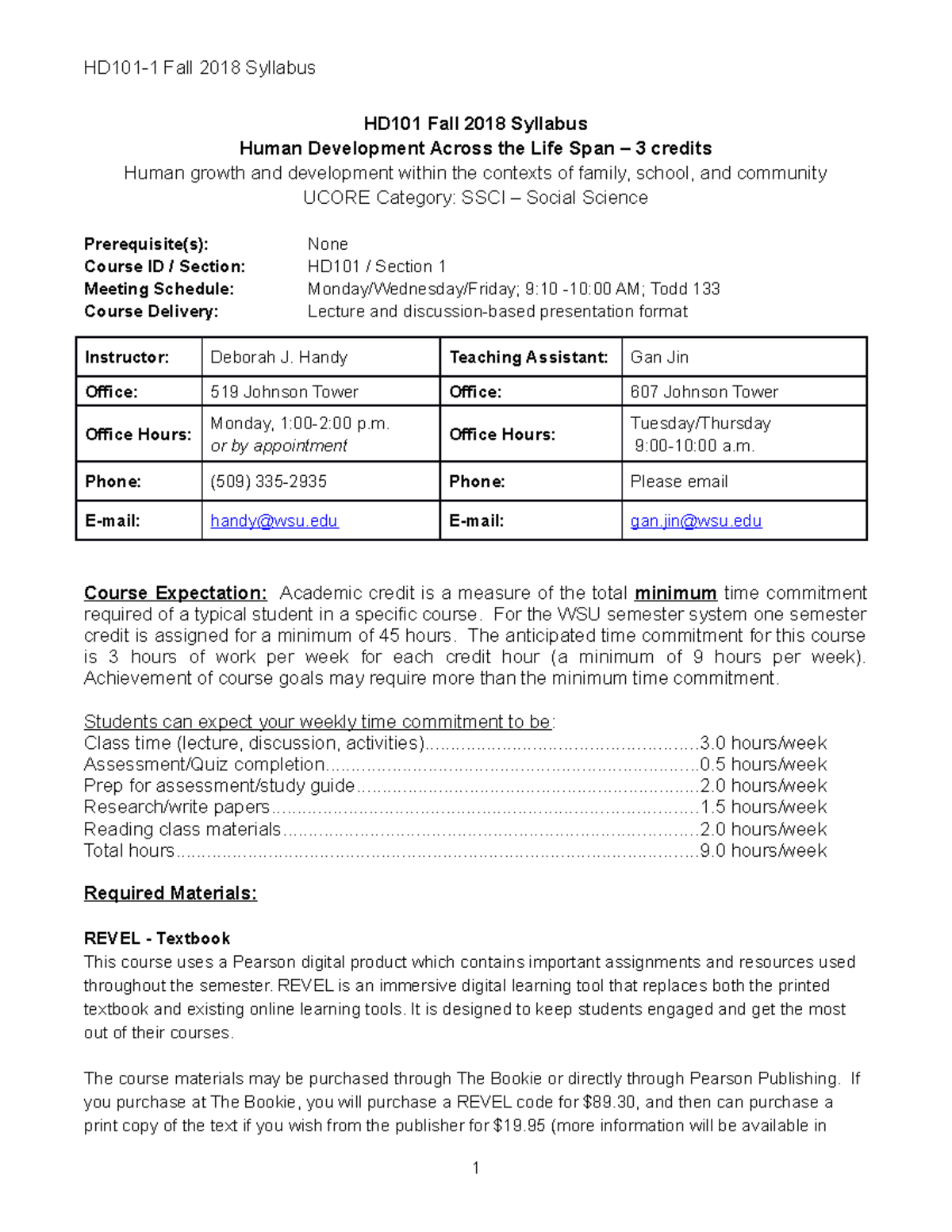 HD101 Syllabus Fall 18 - HD101-1 Fall 2018 Syllabus HD101 Fall 2018 ...