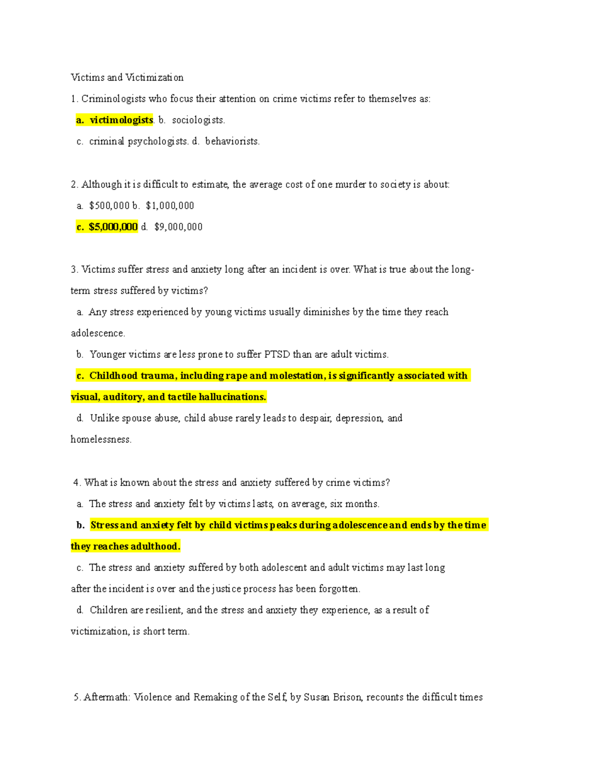 JUS 212 Worksheet 6 - Victims and Victimization Criminologists who ...