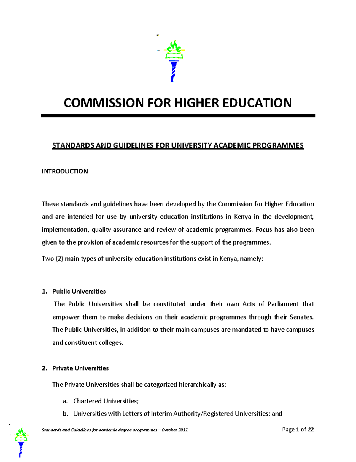 Standards and guidelines for university programmes - COMMISSION FOR ...