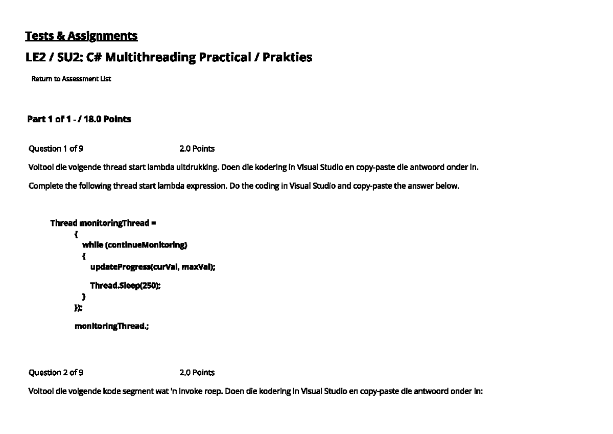SU2 Multithreading Memo - Tests Assignments LE2 SU2: Multithreading ...