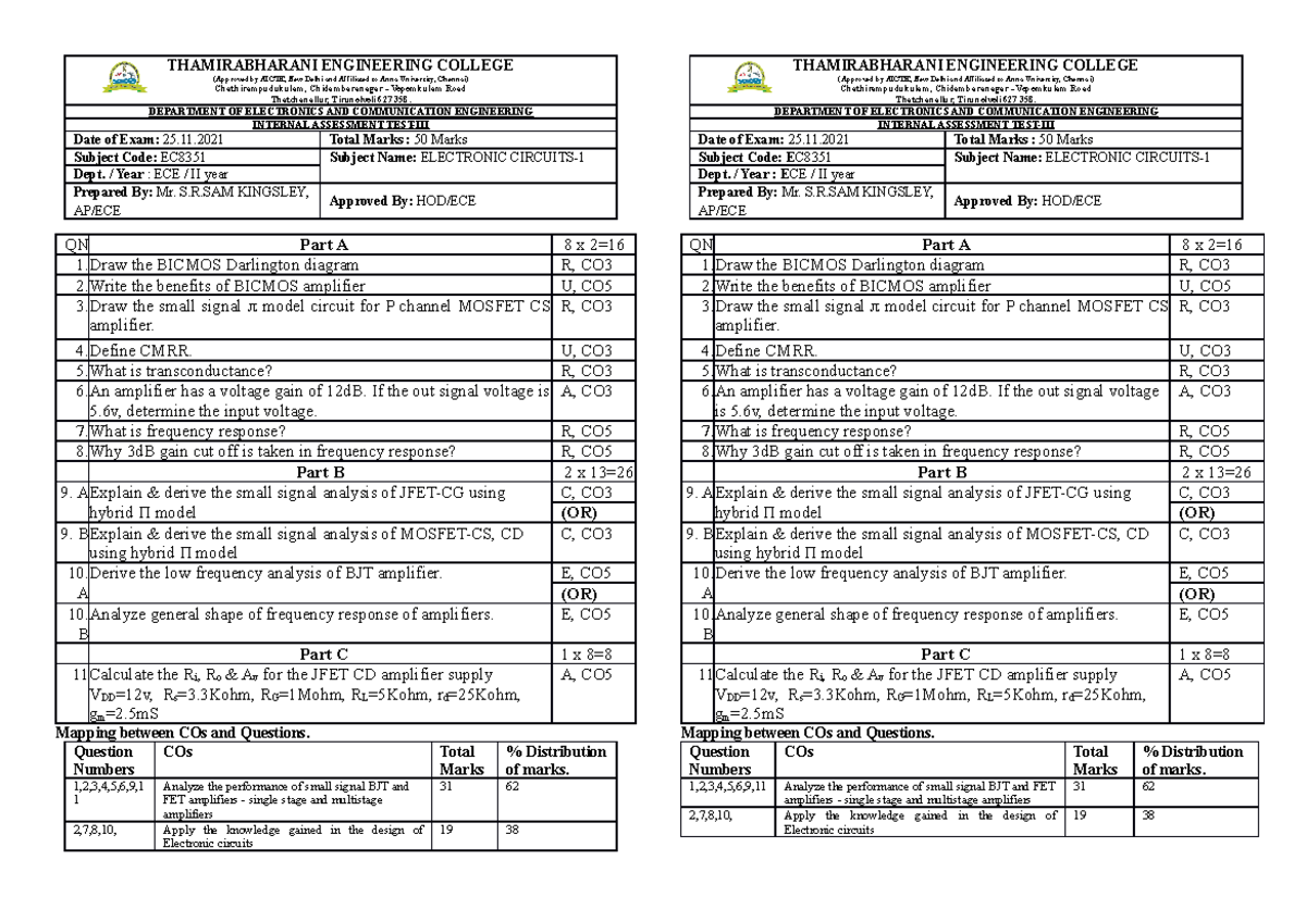 ECE EC8351 IAT3 SET2 Print - THAMIRABHARANI ENGINEERING COLLEGE ...