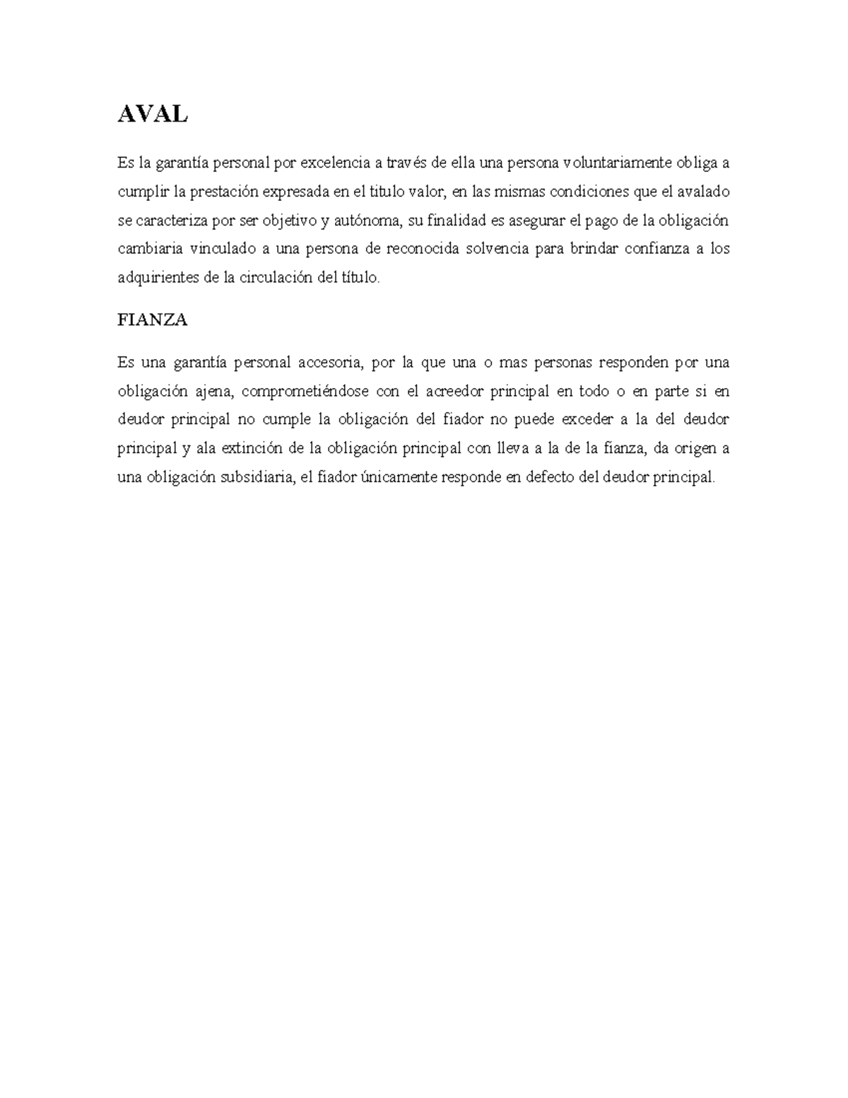 AVAL y fianza - AVAL Es la garantía personal por excelencia a través de ...