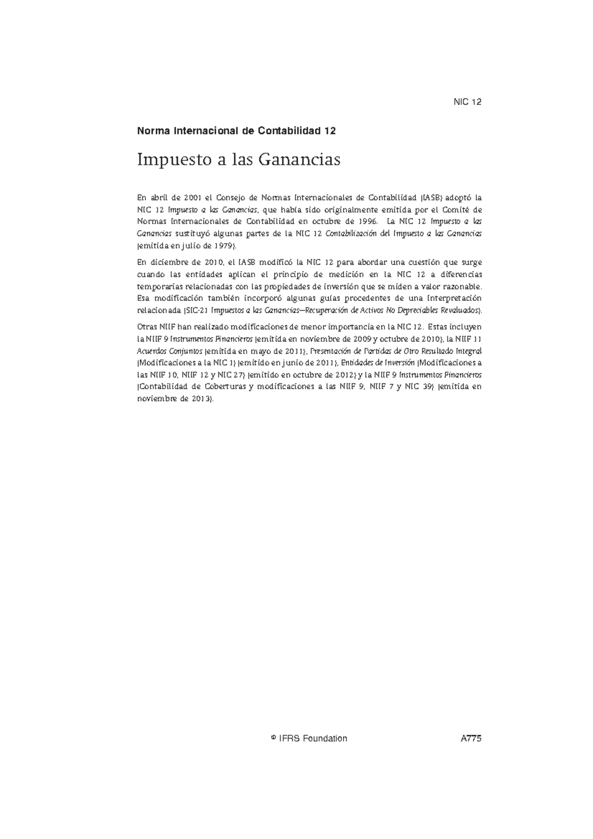 NIC 12 - Informe - Norma Internacional de Contabilidad 12 Impuesto a ...