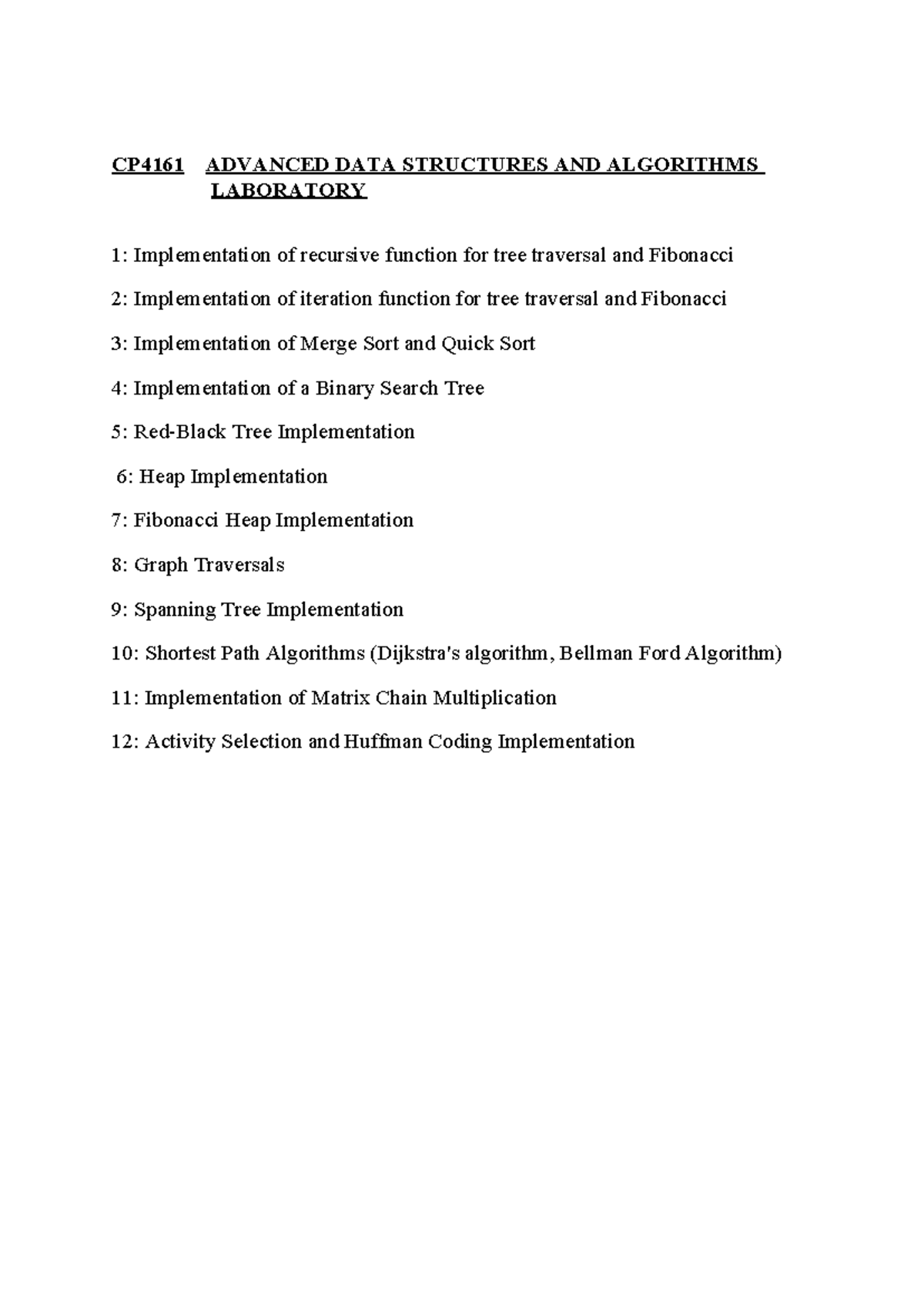 Cp4161 Advanced Data Structures And Algorithms Cp4161 Advanced Data Structures And Algorithms