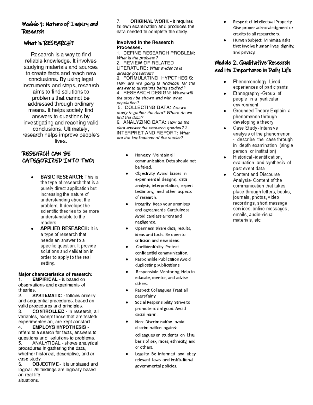 Major characteristics of research - Module 1: Nature of Inquiry and ...