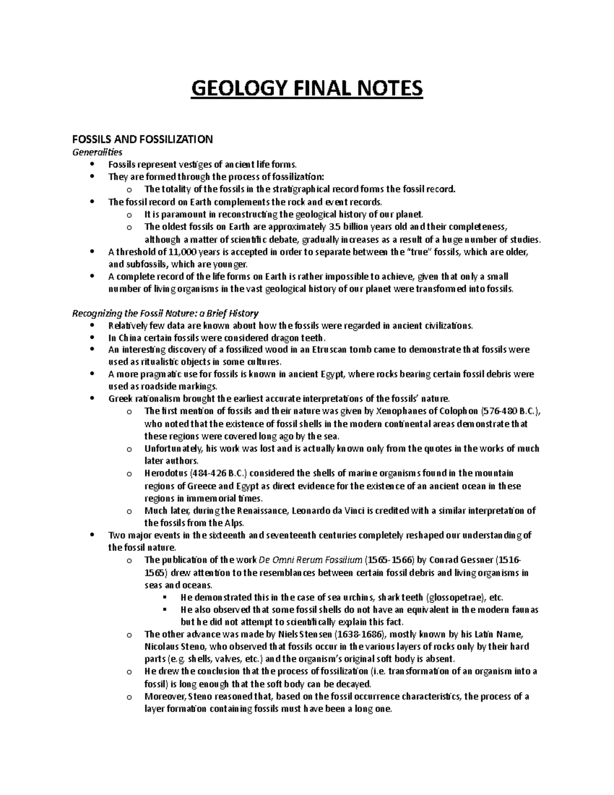 Geology Final Notes - From GLGY 209 with Dr Marius Georgescu - GEOLOGY ...