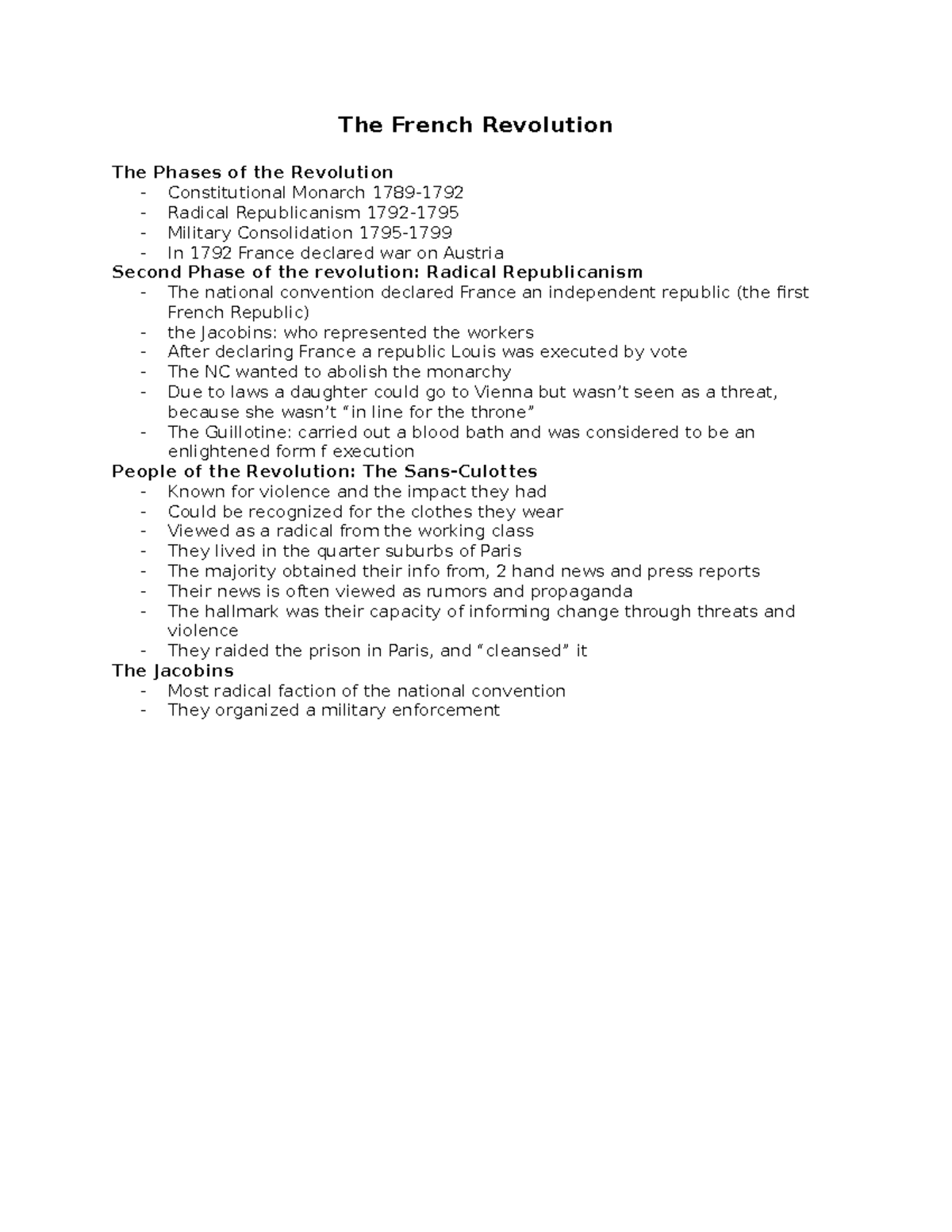 The French Revolution - Studocu