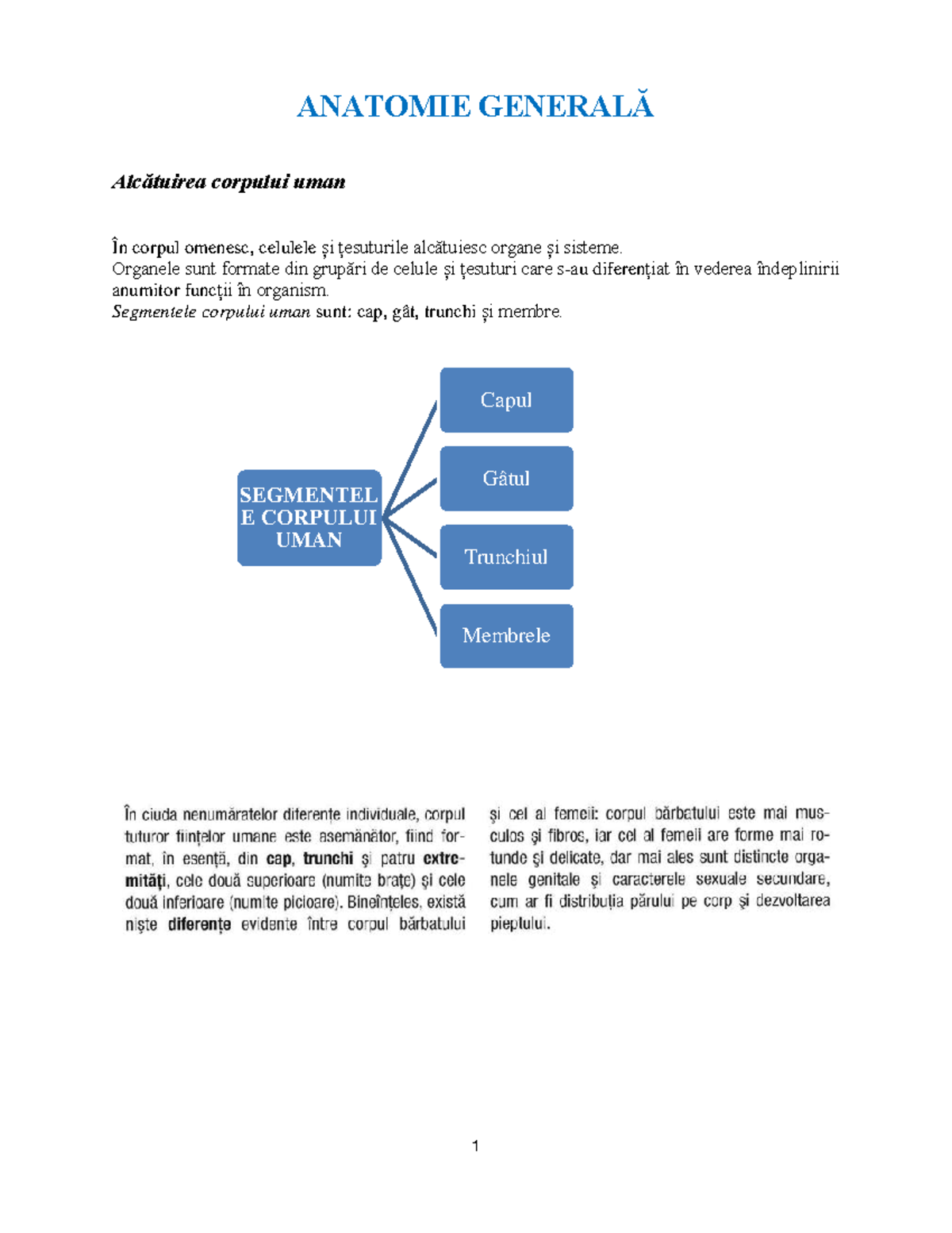 Anatomie instructori 2015 - ANATOMIE GENERALĂ Alcătuirea corpului uman ...