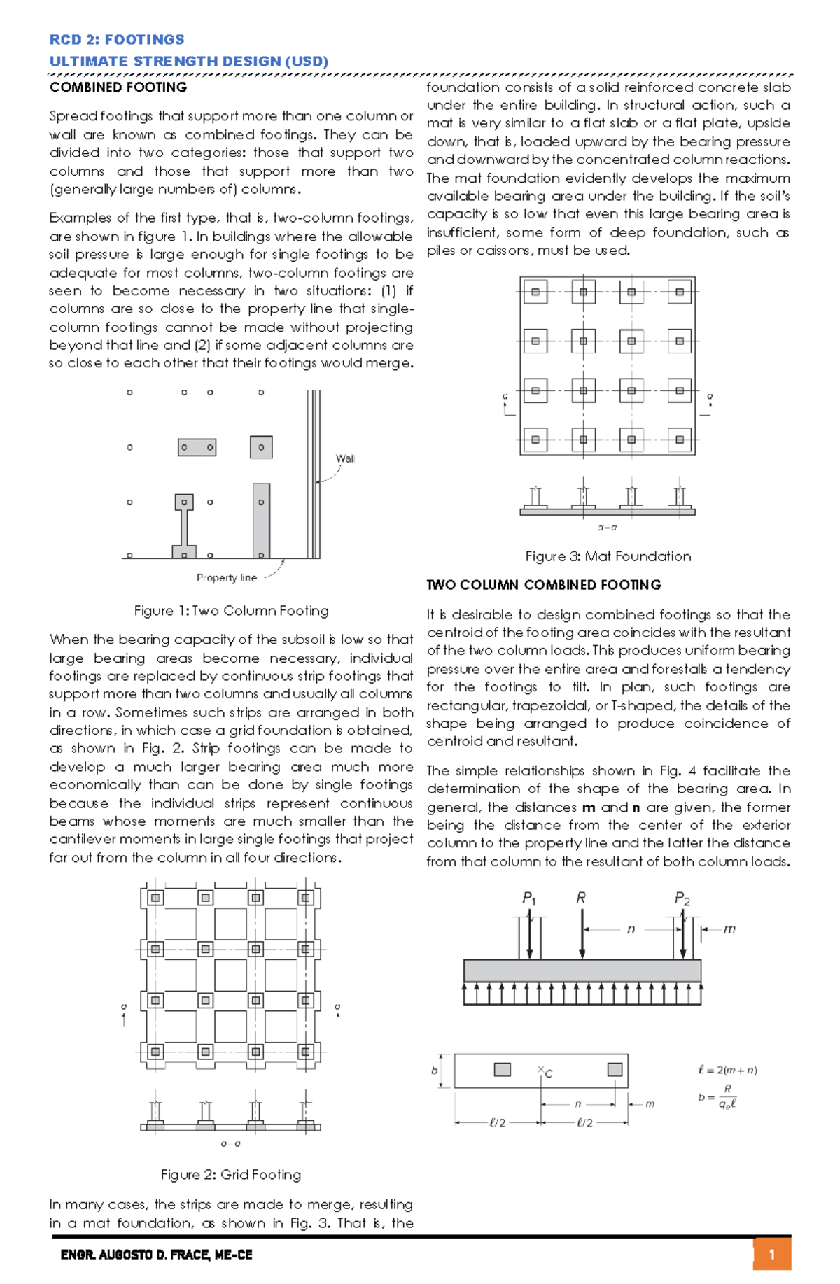 RCD-Lecture - Footings 3 - RCD 2: FOOTINGS ULTIMATE STRENGTH DESIGN ...