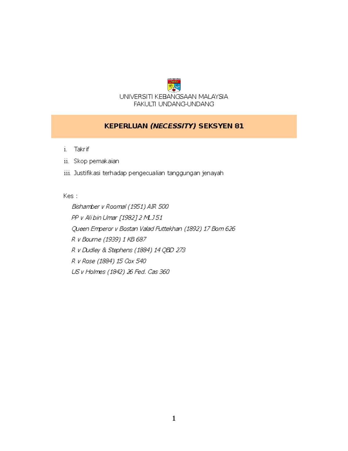 UK2053 Kuliah 6 Necessity S 81 - UNIVERSITI KEBANGSAAN MALAYSIA FAKULTI ...
