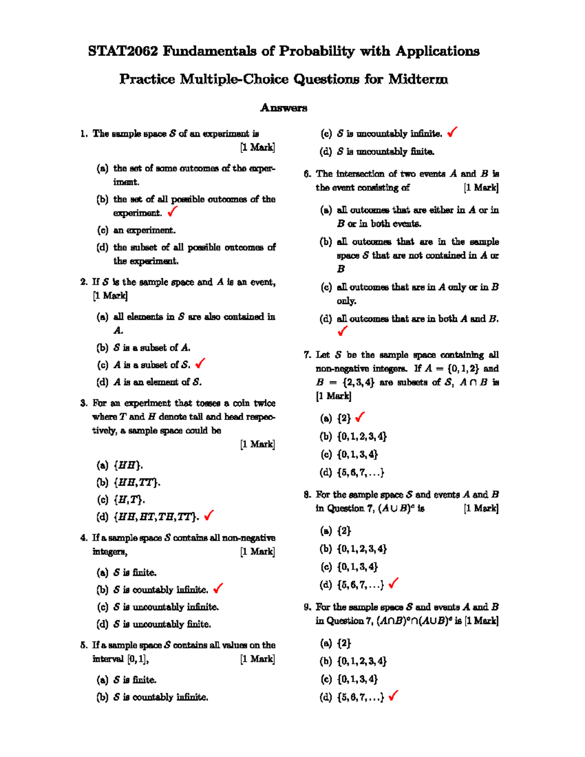 2022 Midterm Prac Sol - STAT2062 Fundamentals of Probability with Applications Practice - Studocu