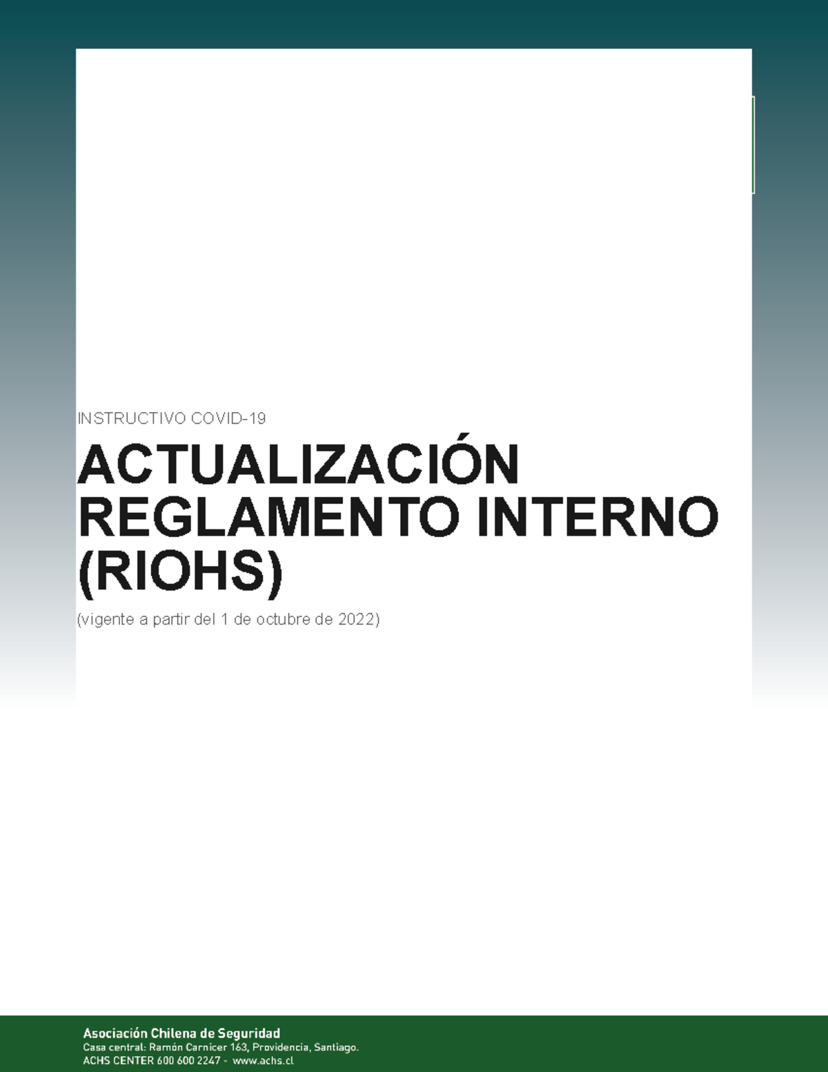 Instructivo-actualizacion-riohs - INSTRUCTIVO COVID- ACTUALIZACIÓN REGLAMENTO INTERNO (RIOHS ...