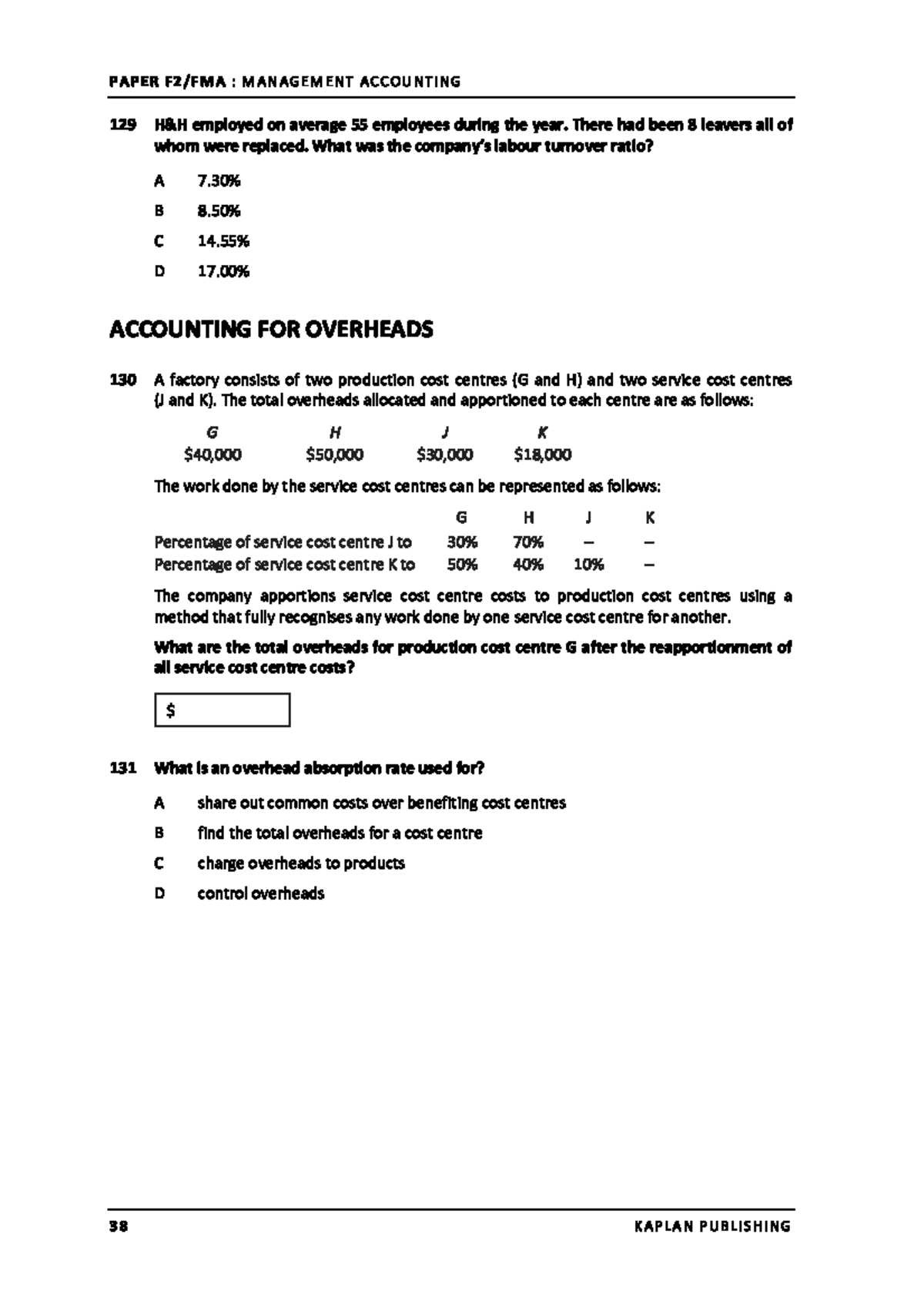 PART C - Overhead - overhed - - Studocu