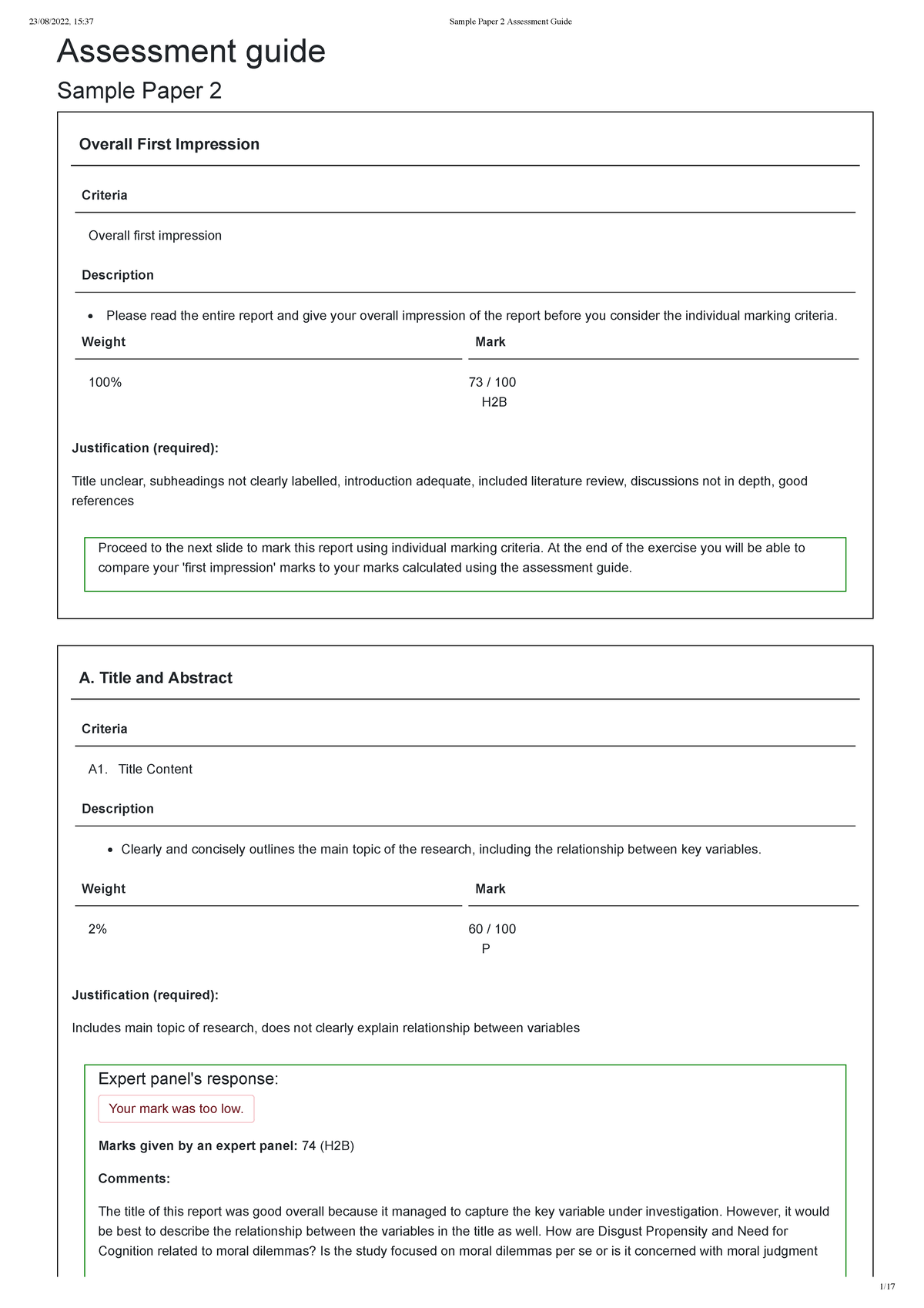 Sample Paper 2 Assessment Guide - Assessment guide Sample Paper 2 ...