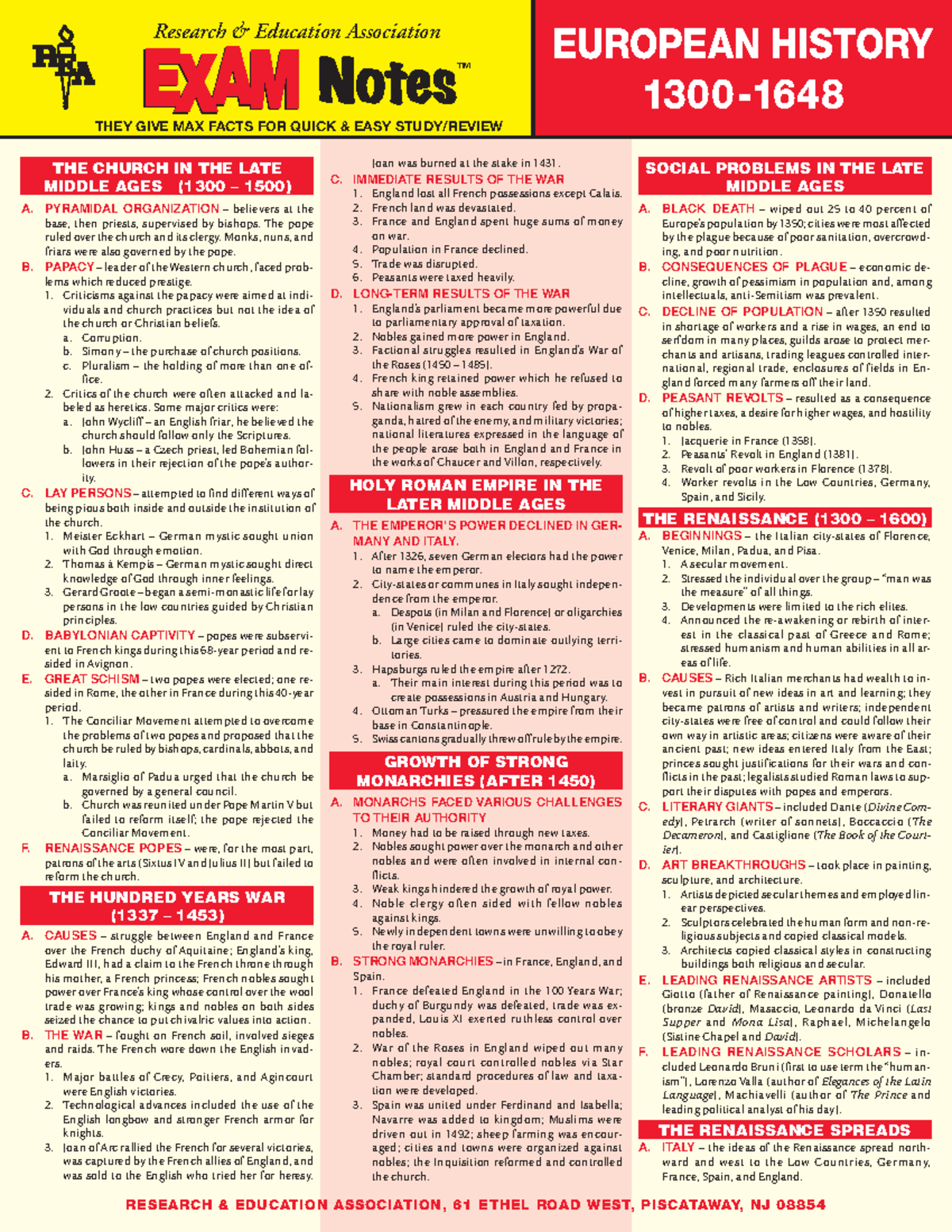 AP Euro History Review Charts - ####### RESEARCH & EDUCATION ...