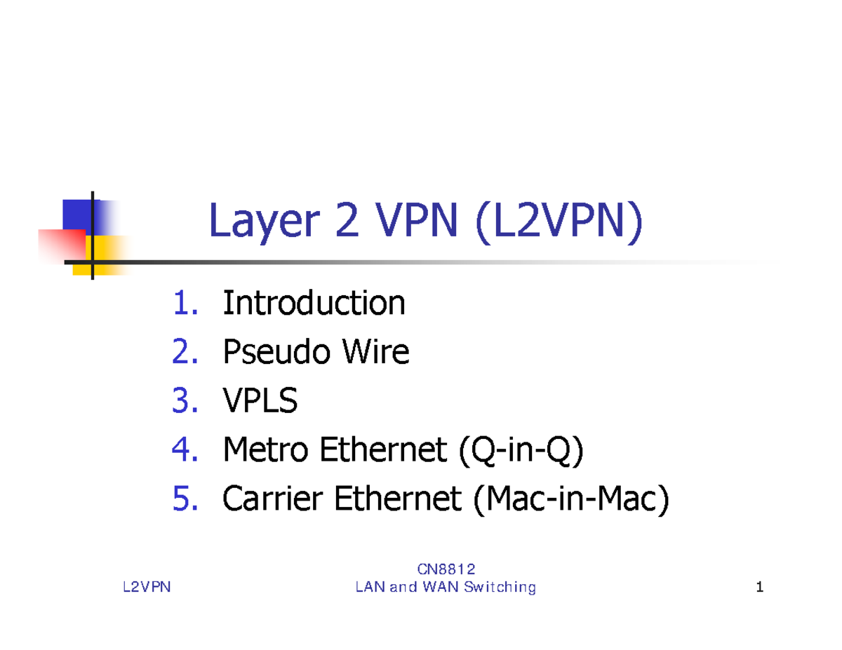 L2VPN - Nov 28 - VLAN - Nov 7 - L2VPN CN LAN and WAN Switching Layer 2 ...