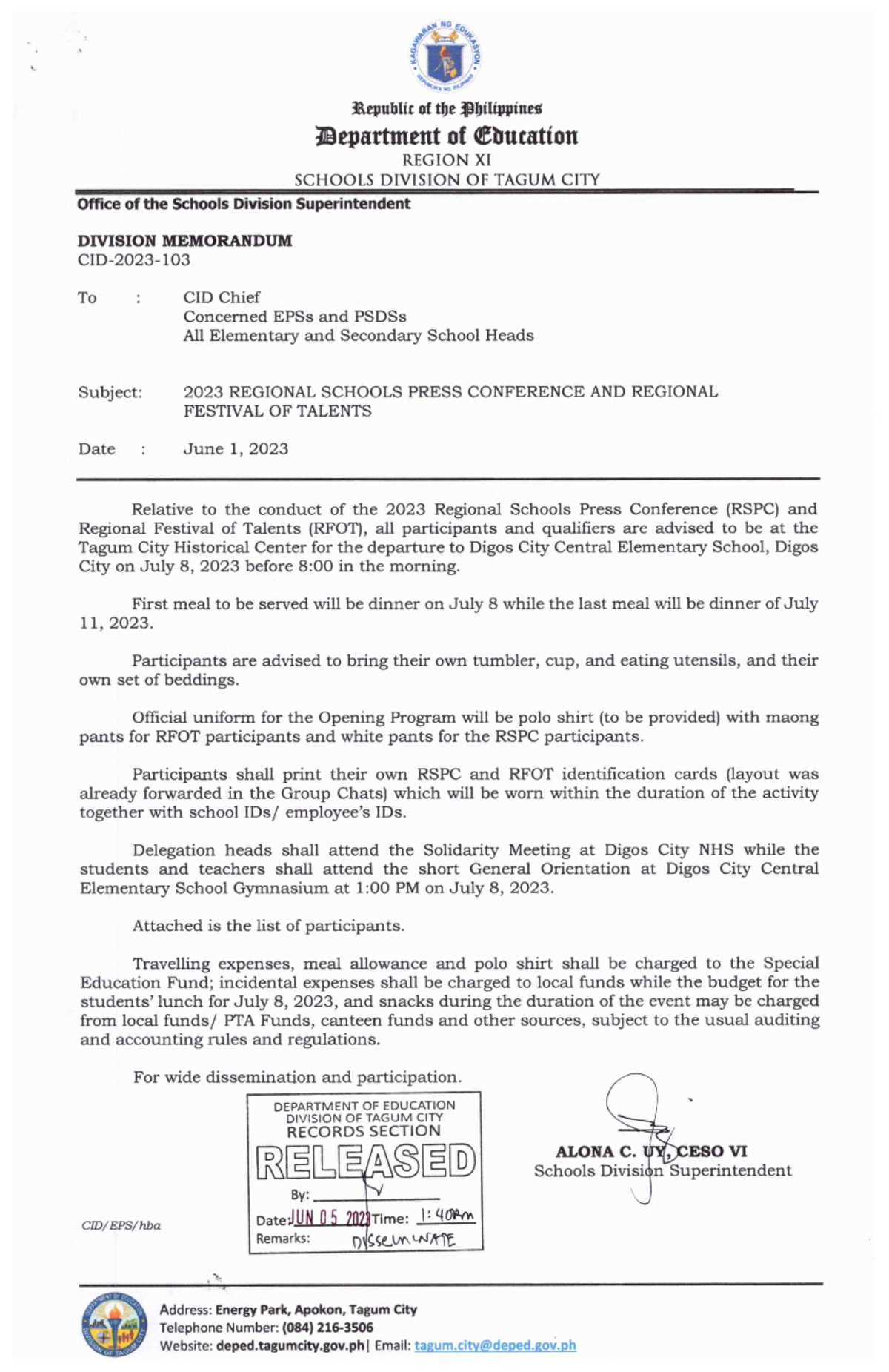 DM CID 2023 103 6 5 2023 2023 Regional Schools Press Conference AND ...