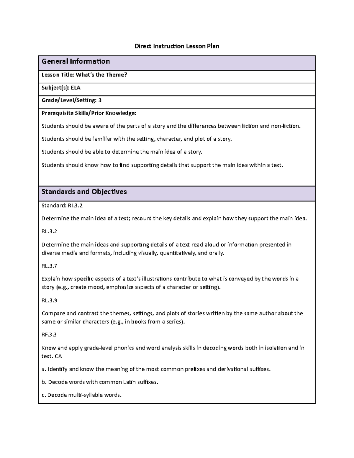 Direct Lesson Plan Literature C970 Ada Twist - Direct Instruction ...