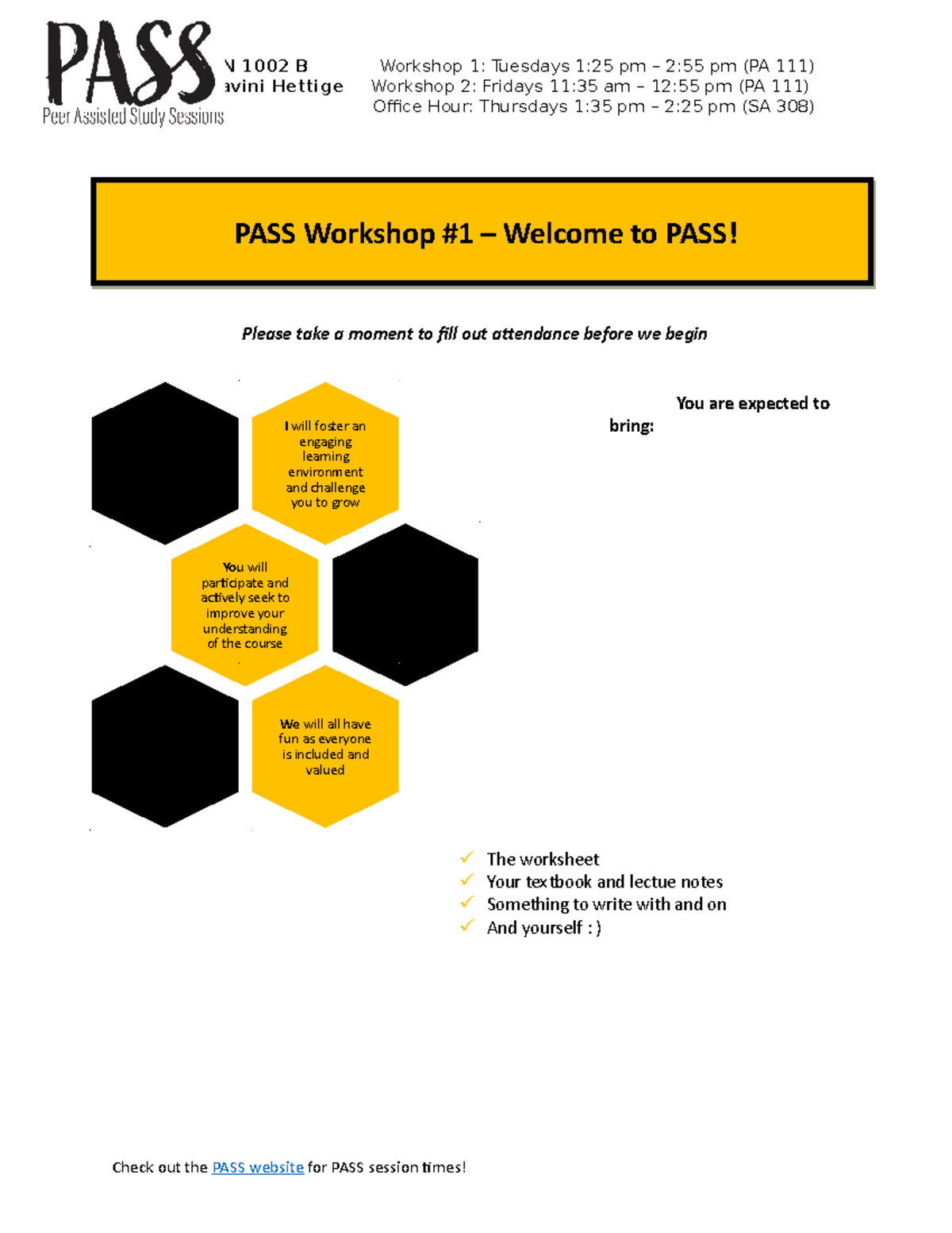PASS Worksheet ECOR 1047 - Facilitator: Savini Hettige Workshop 2 ...