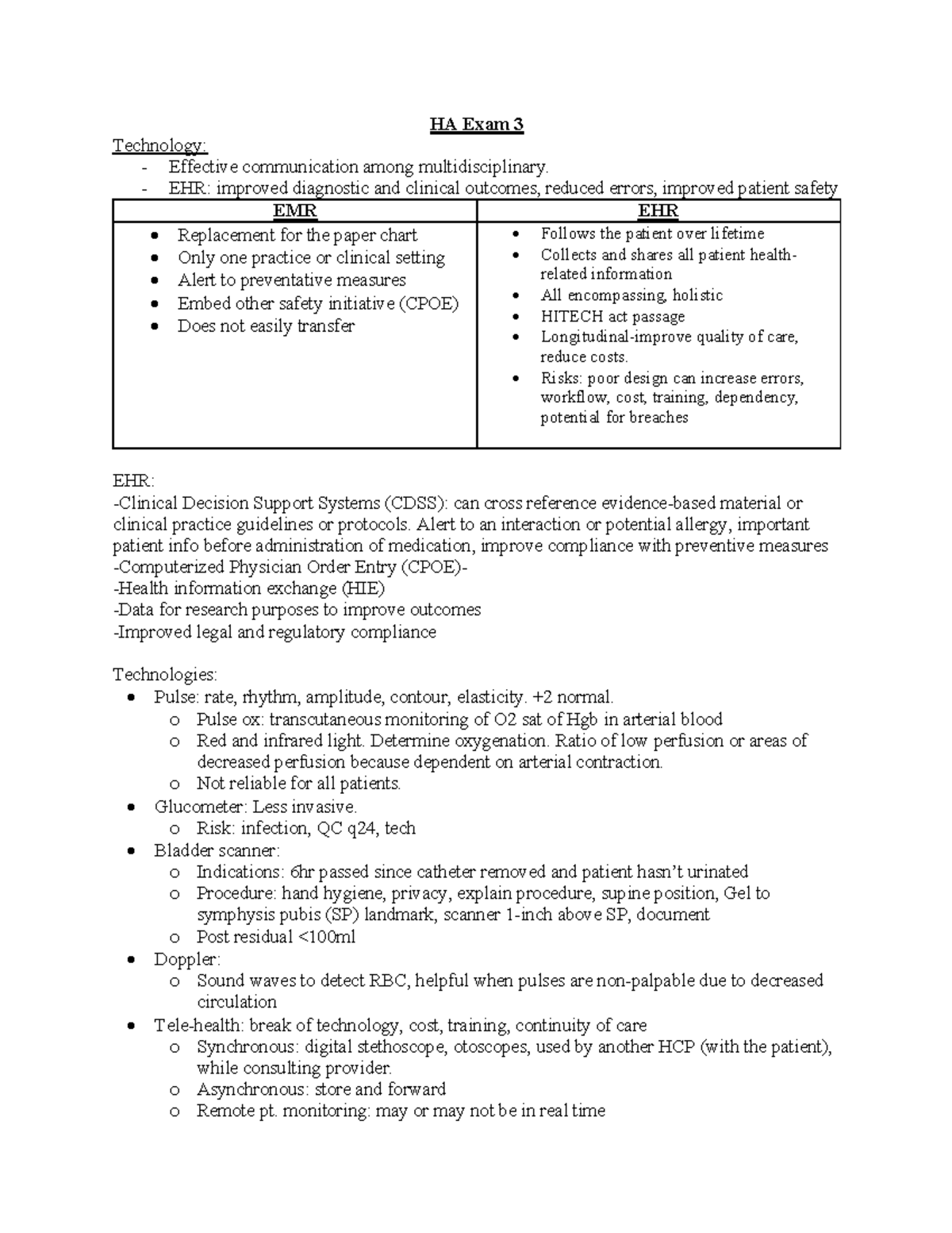 Basic Overviewof Health Assessment Exam - HA Exam 3 Technology ...