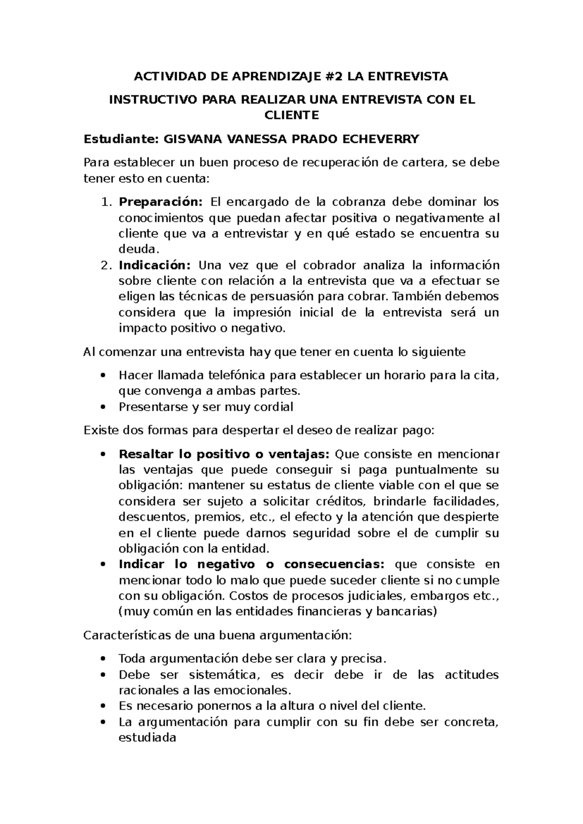Actividad de aprendizaje 2 la entrevista - ACTIVIDAD DE APRENDIZAJE #2 ...