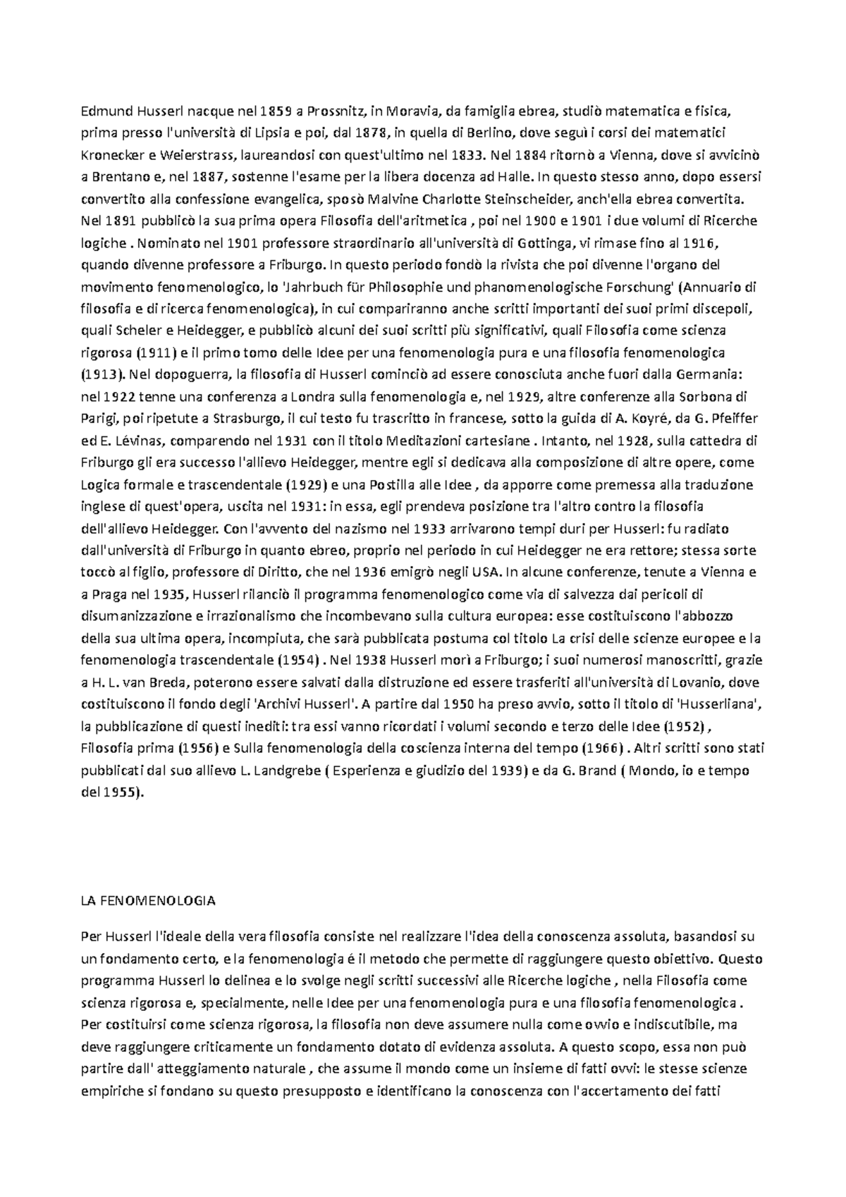 Edmund Husserl - Autore specifico - Edmund Husserl nacque nel 1859 a ...