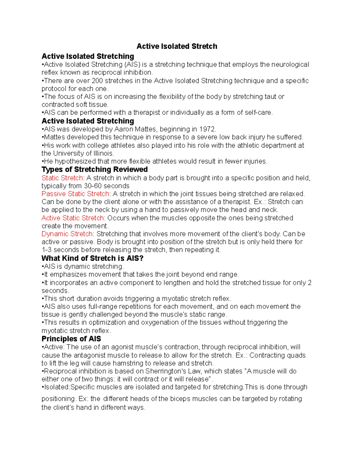 Western 2 Lecture 11 - Active Isolated Stretch Active Isolated ...