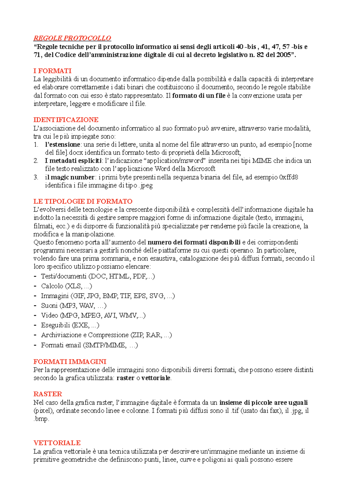 Regole protocollo e documento informatico - REGOLE PROTOCOLLO “Regole tecniche per il protocollo ...