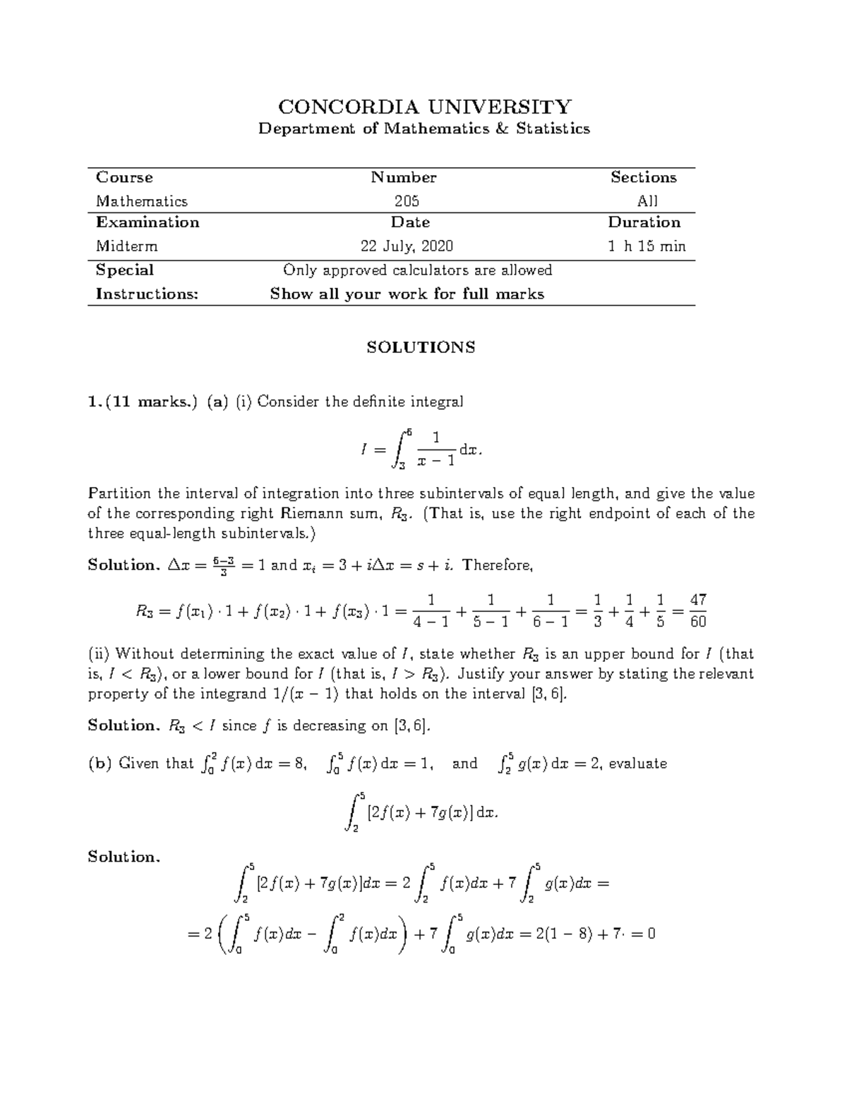Midterm Summer 2020, questions and answers - CONCORDIA UNIVERSITY ...