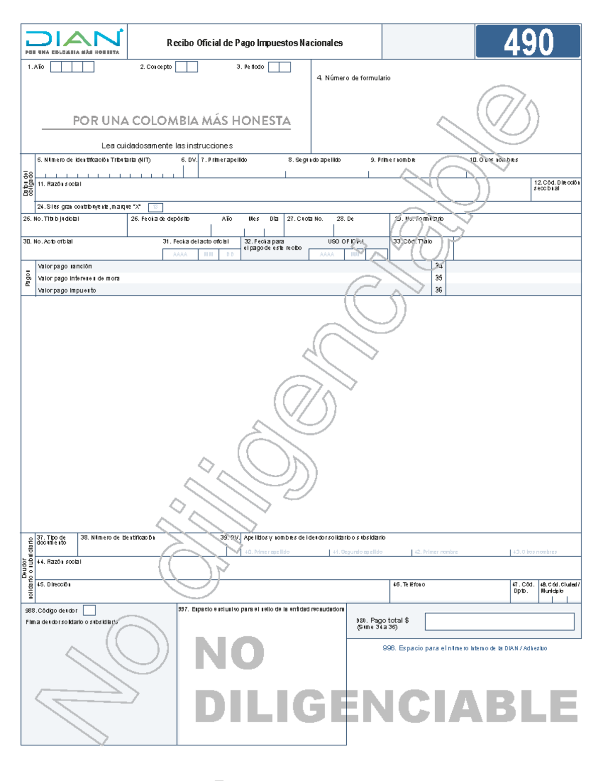 Formulario 490 2021 - INFORME - AAAA MM DD Fecha para USO OFICIAL el pago de este recibo AAAA MM ...