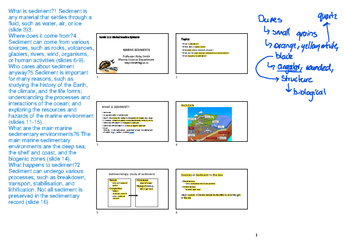 3. Marine Sediments AS - lecture slides - 1 MARI 112 Global Marine ...