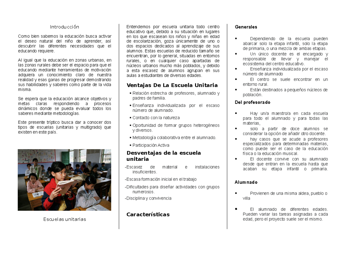 Triptico Escuelas - Apuntes 15 - Introducción Como bien sabemos la ...