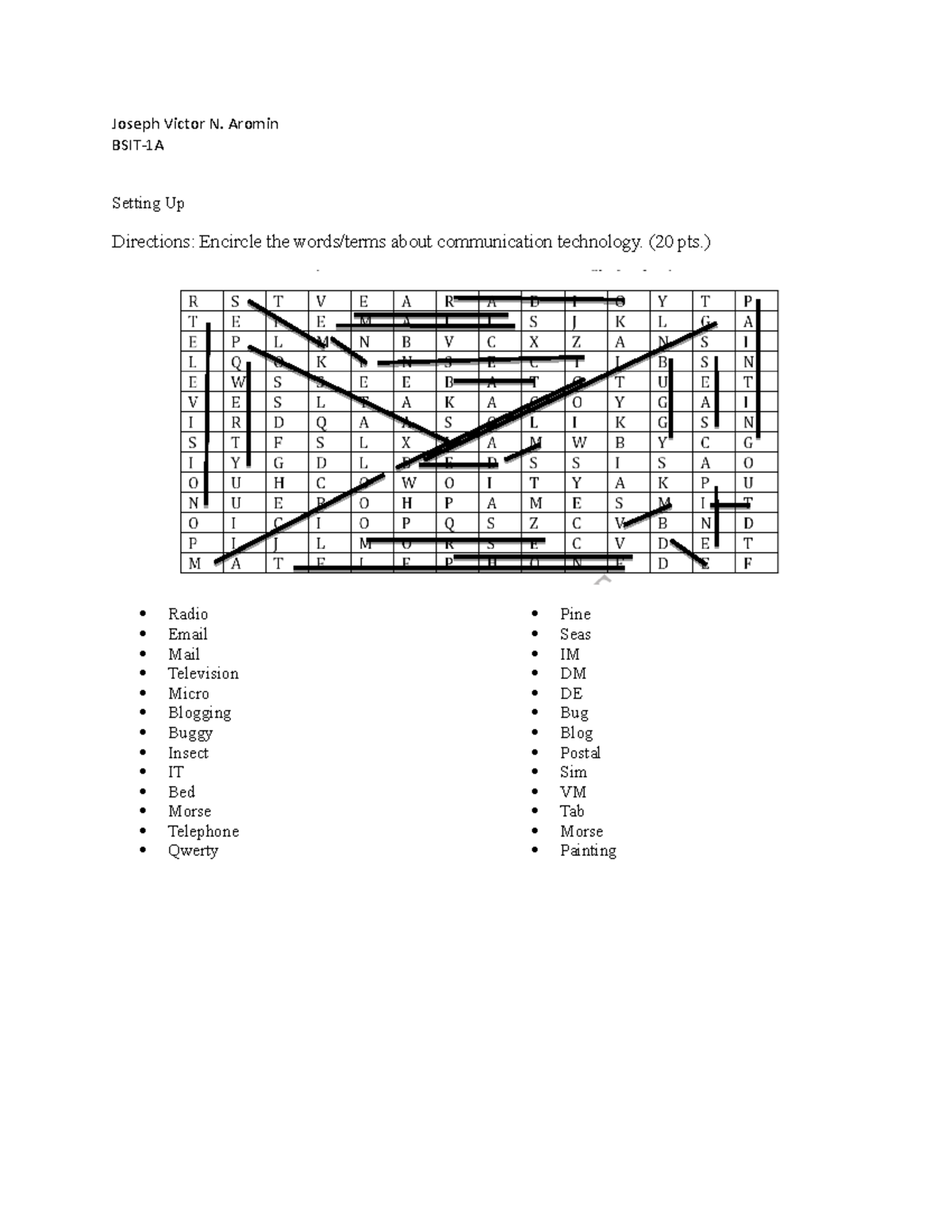 Joseph Vitor N Aromin STS module 6 - Joseph Victor N. Aromin BSIT-1A Setting Up Directions ...