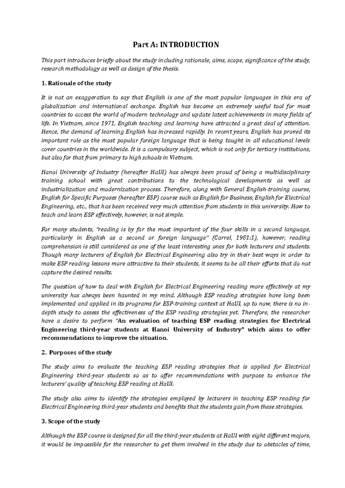 EAP Intro Sample 2 - wri4 - Part A: INTRODUCTION This part introduces ...