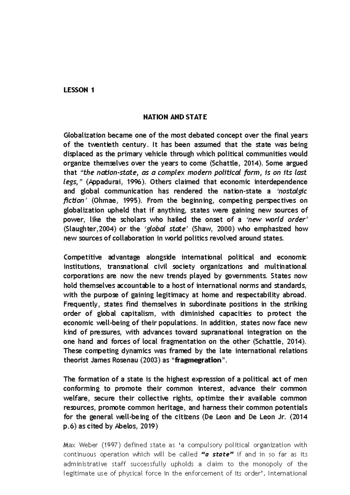 Module 2 Lesson 1 Nation AND State - LESSON 1 NATION AND STATE ...